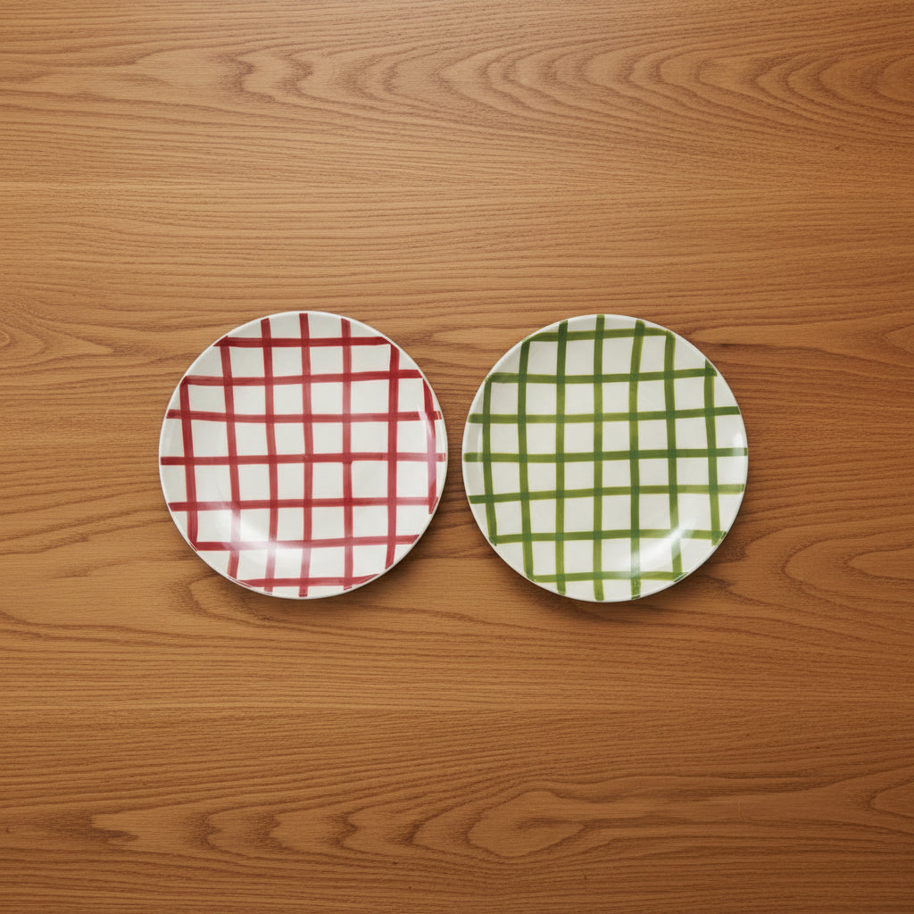 Hand-Painted Stoneware Plate with Grid Pattern, 2 Colors – Marrs ...